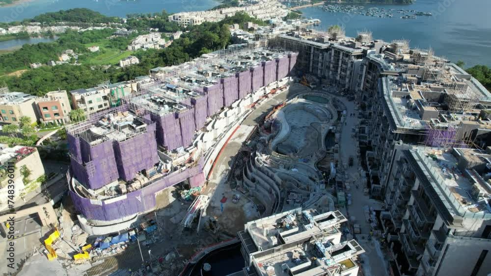 Drone Aerial Skyview shot of the Construction Premium Villa independent ...