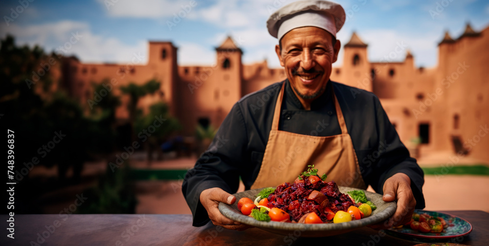 Moroccan Culinary Symphony: A talented Moroccan chef presents a tagine ...