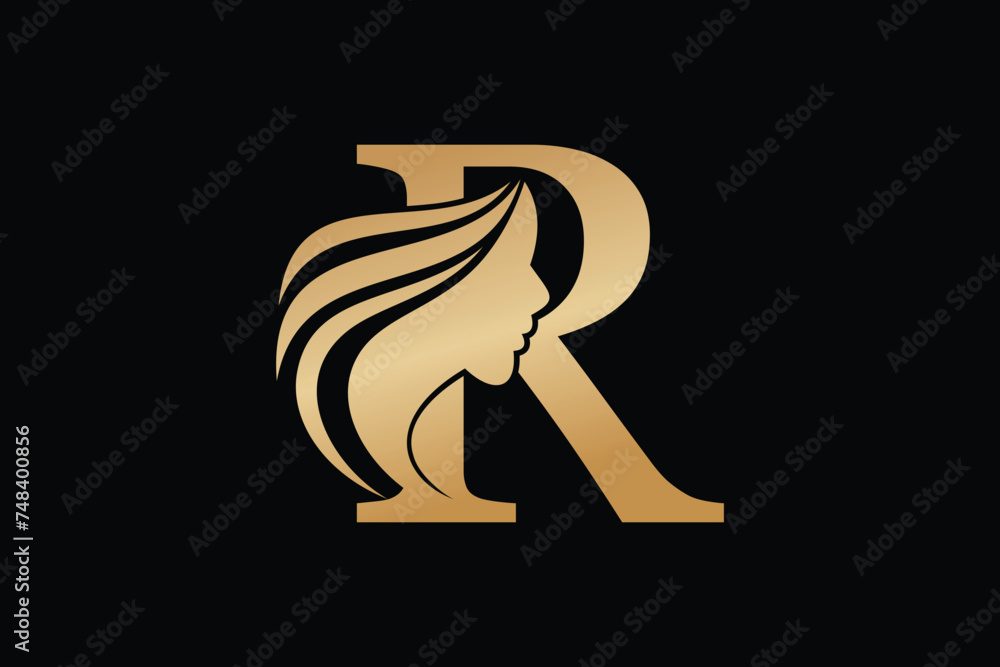 beauty face element design with combination letter r design Stock ...