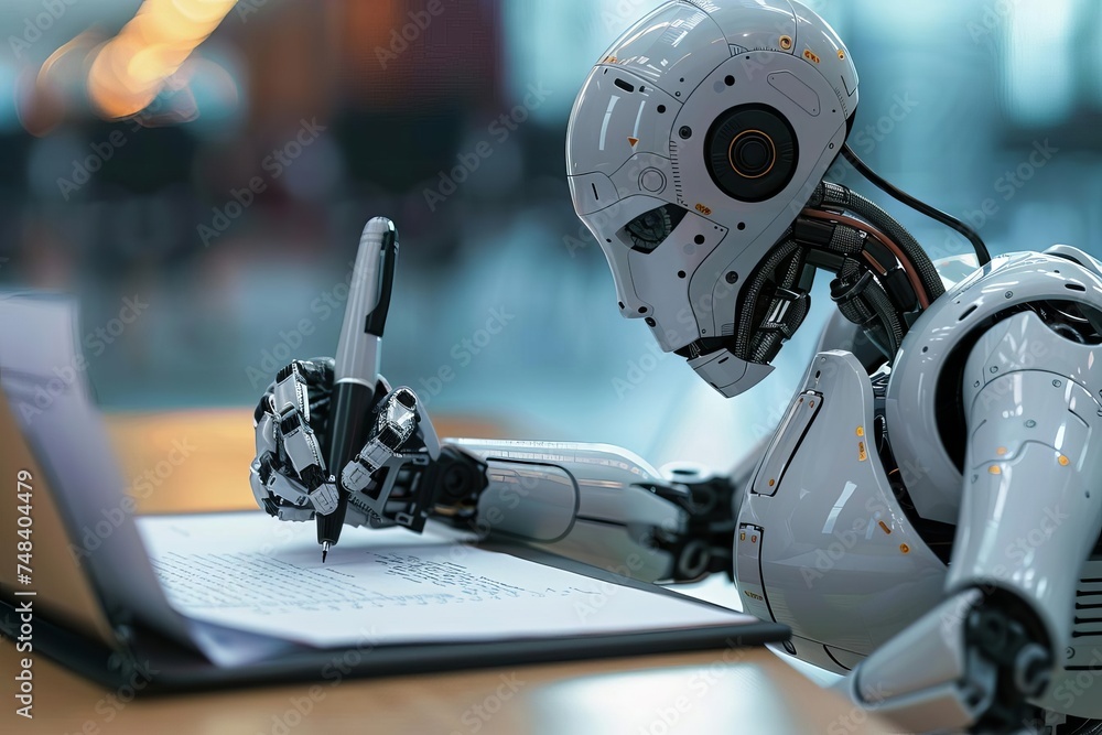 Bot concept depicted as physically writing responses Emphasizing the ...