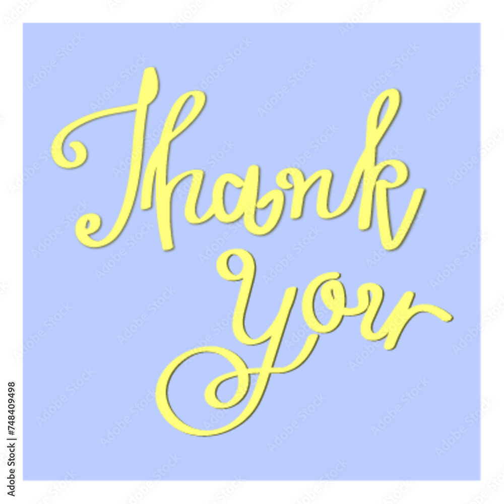 thank you character isolated on free hand digital drawing on blue ...