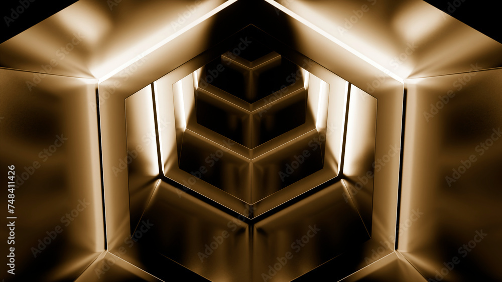 3D animation of a science fiction industrial alien architecture ...