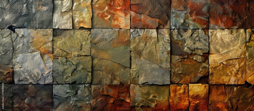 This image showcases a stone wall with an array of different colors and ...