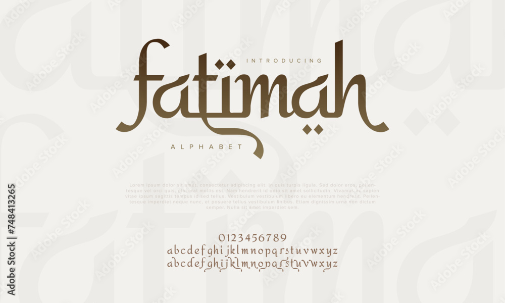Fatimah premium luxury arabic alphabet letters and numbers. Elegant ...