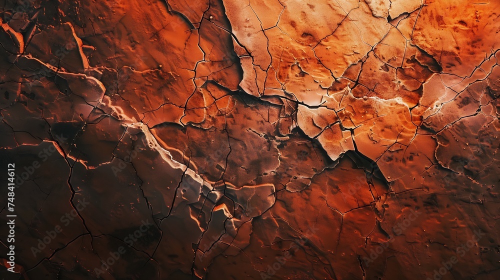 Orange red brown rock texture with cracks Rough mountain surface ...