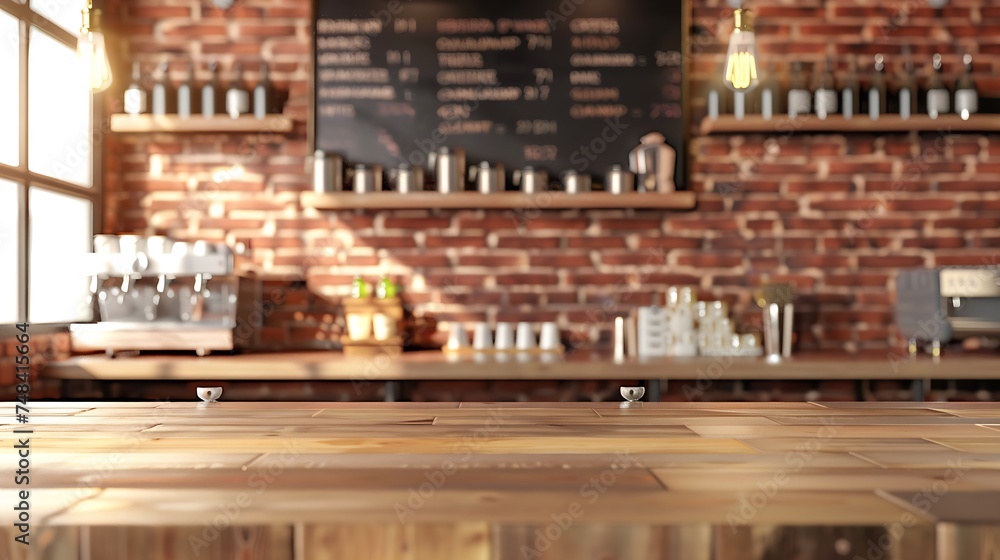 3d render of cafe bar restaurant nobody indoor Empty coffee shop ...