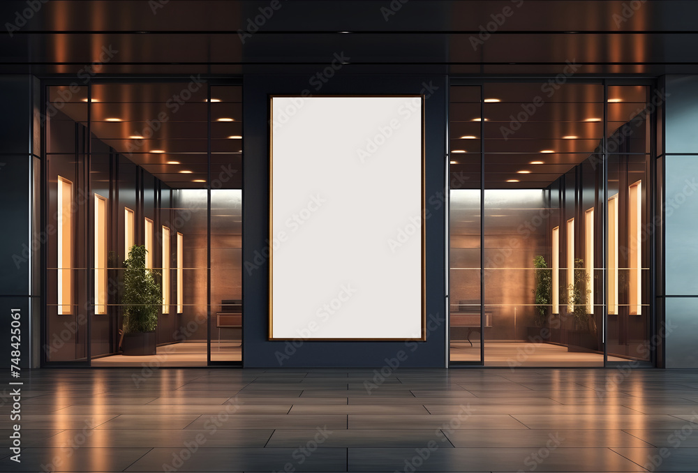 Interior design for work area with empty frame, Destop on work area ...