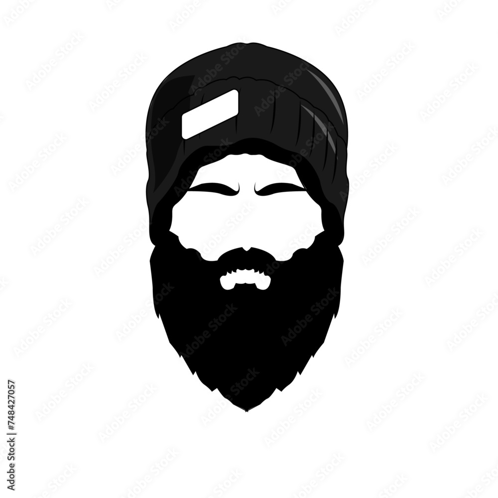 cap, beard and cap, face with a beard, face silhouette, beard ...