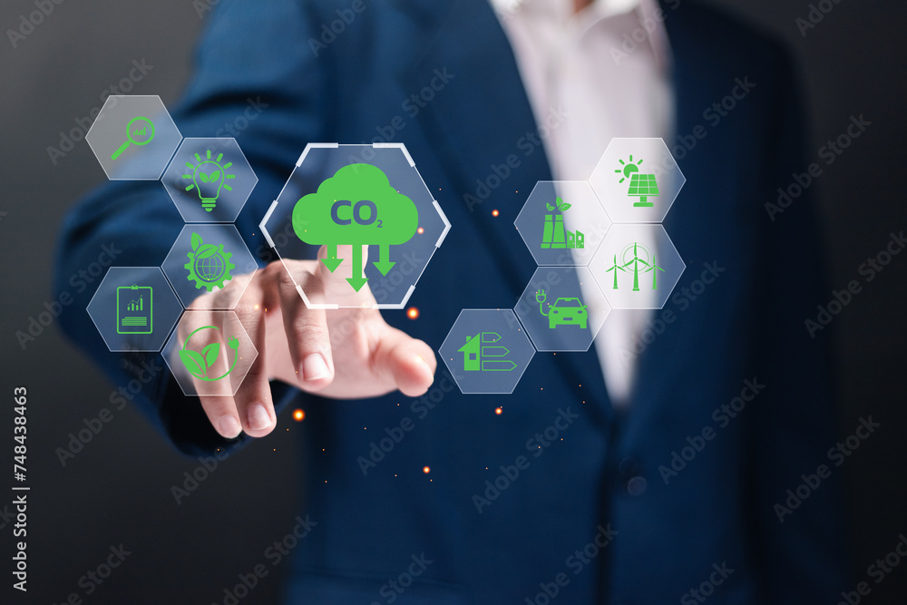 Reduce CO2 emissions concept. Climate change to limit global warming ...