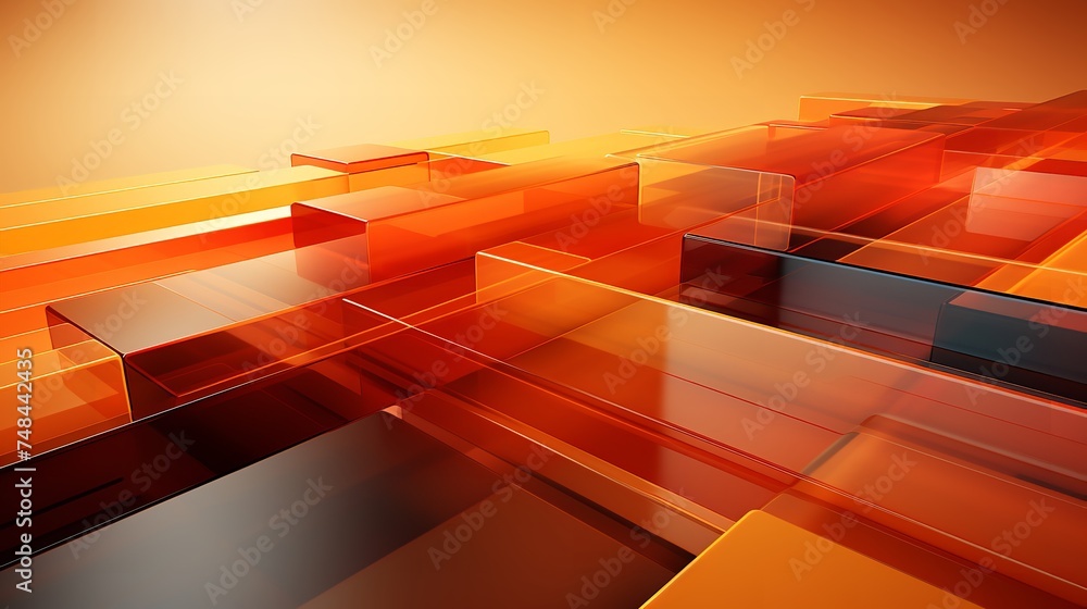 This mesmerizing abstract digital art depicts orange glass cubes ...
