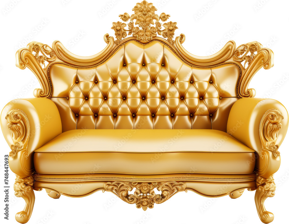 golden luxury couch,sofa bed golden color isolated on white or ...