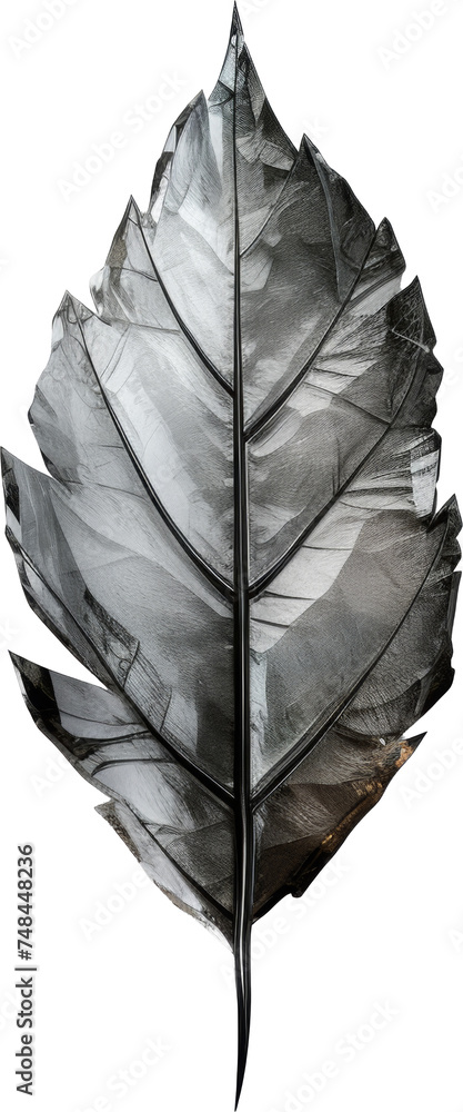 grey leaf,grey crytal shape of leaf isolated on white or transparent ...