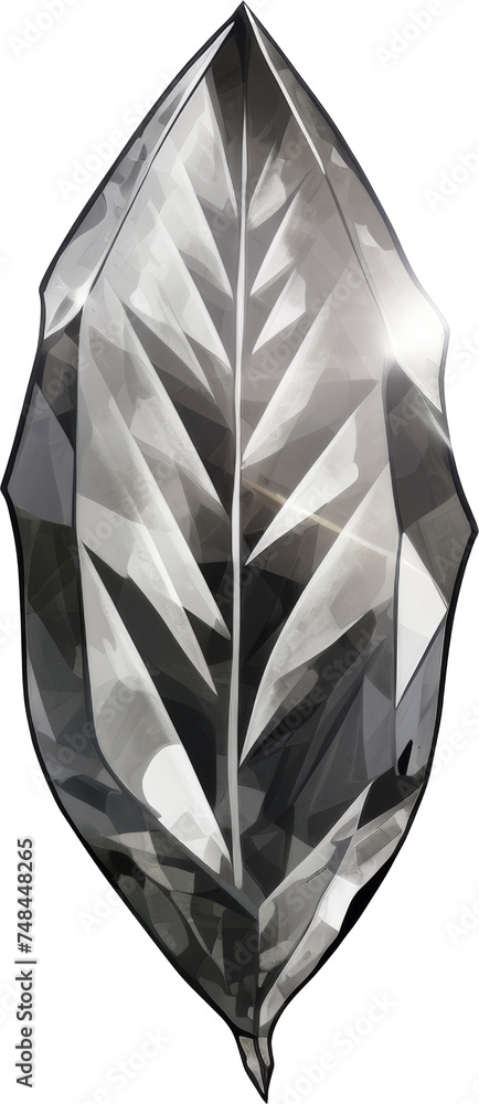 grey leaf,grey crytal shape of leaf isolated on white or transparent ...
