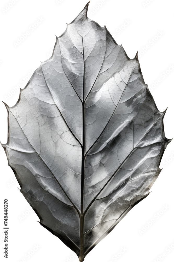 grey leaf,grey crytal shape of leaf isolated on white or transparent ...
