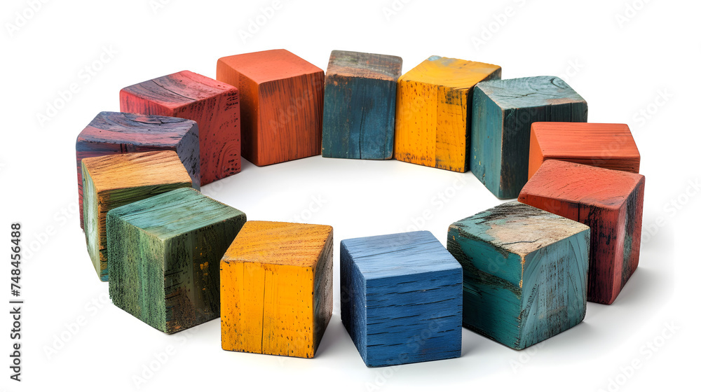 Gathering, centralization of data and people, concept image. Circle of ...