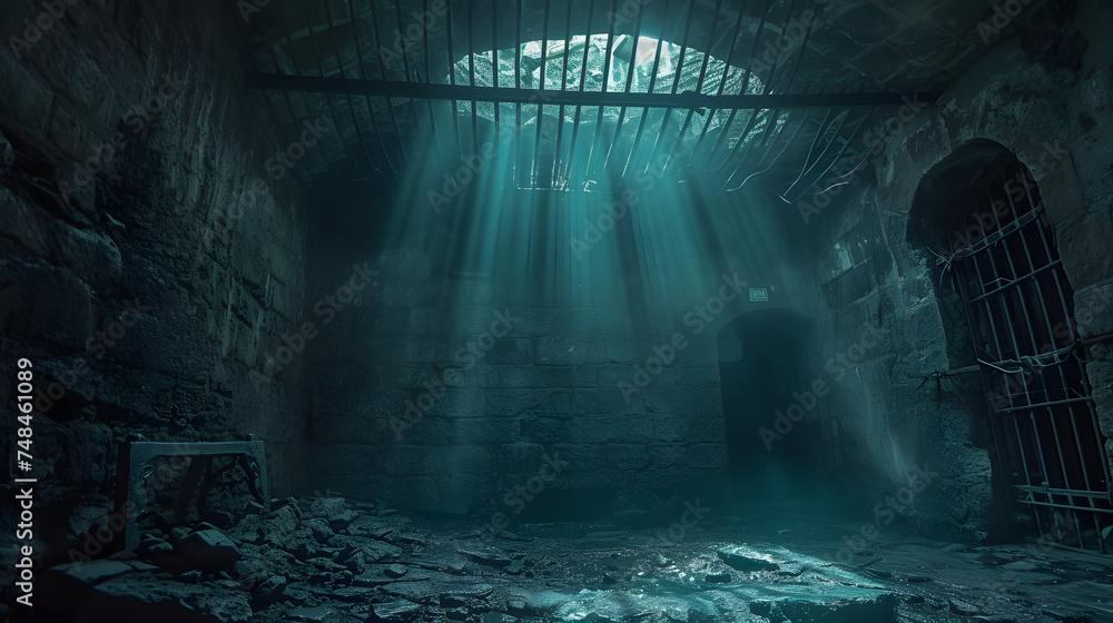 Underground old medieval dungeon jail cells, fantasy aventure tabletop ...