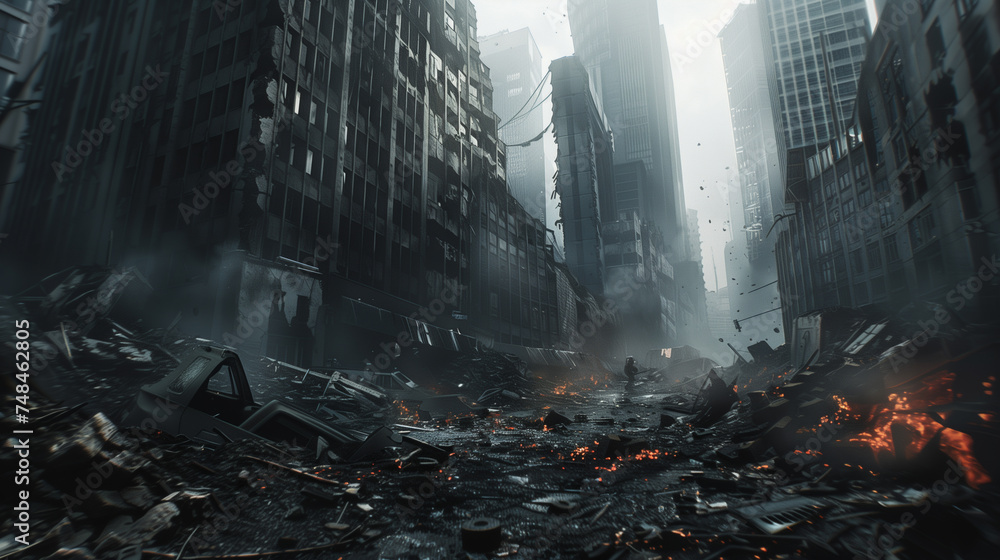 In a war-torn city of the future, soldiers engage in intense combat ...