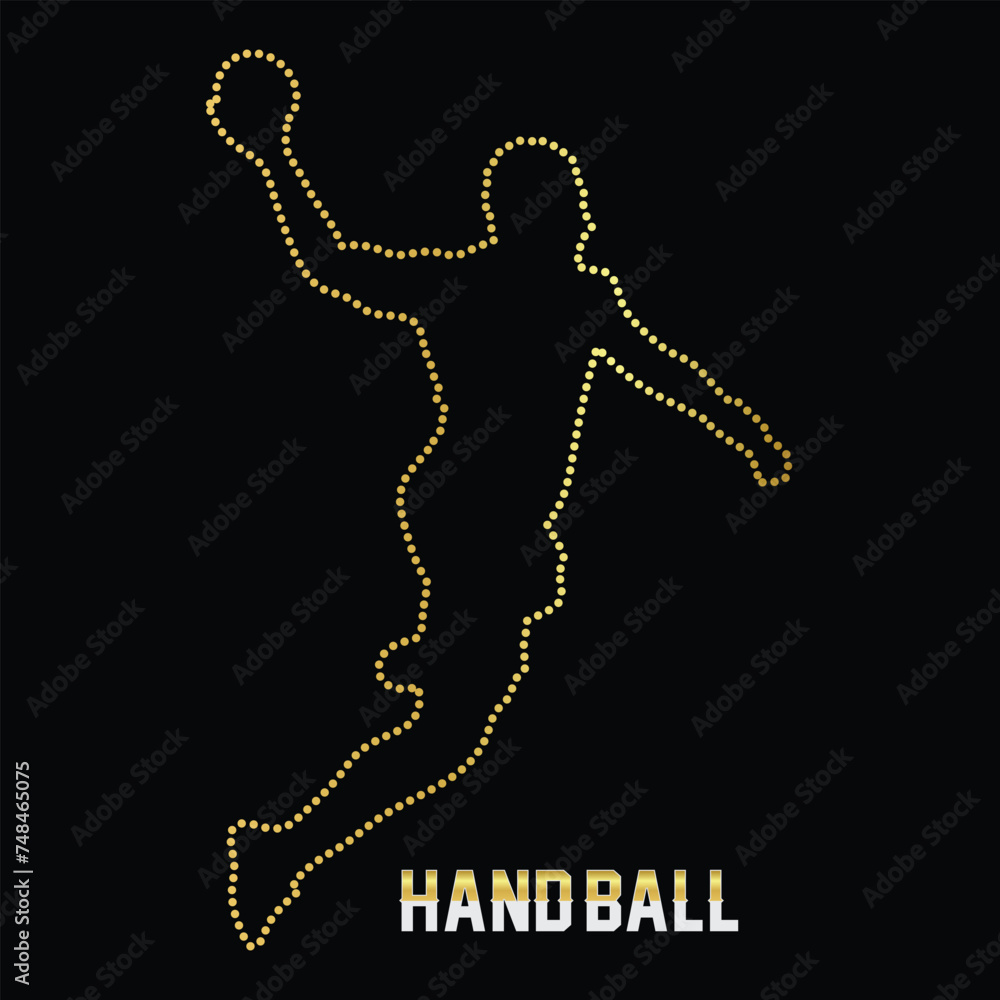 Multipurpose luxury golden color handball player outline dot icons logo ...