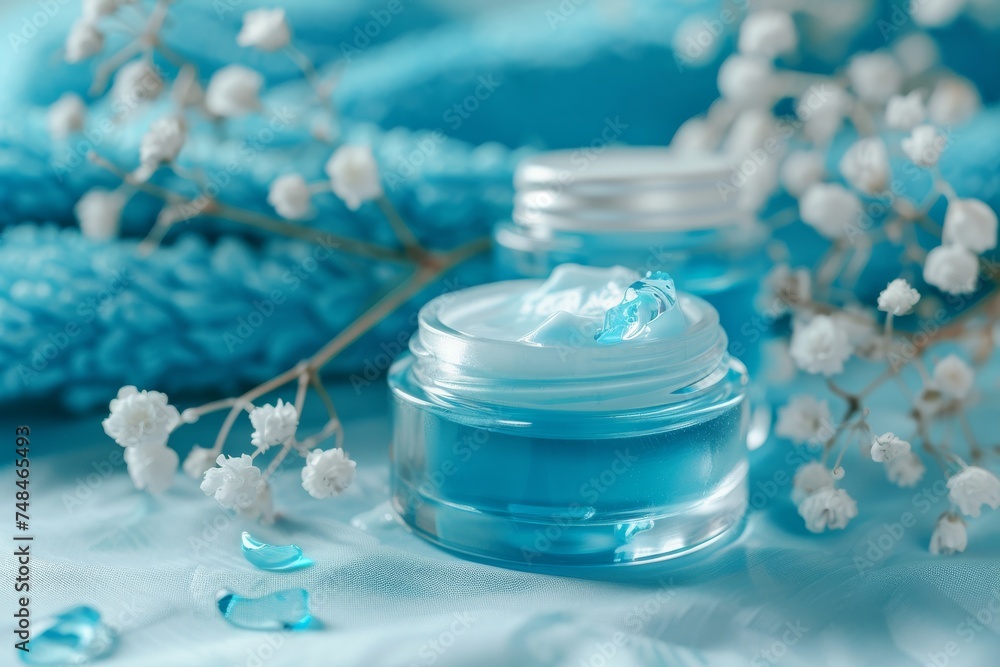 Face Sleep skin care cream. Skincare beauty cosmetic products: lip balm ...