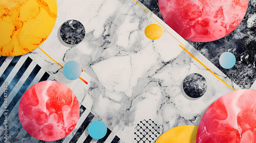 abstract pixelated elements into a marble background to create a ...