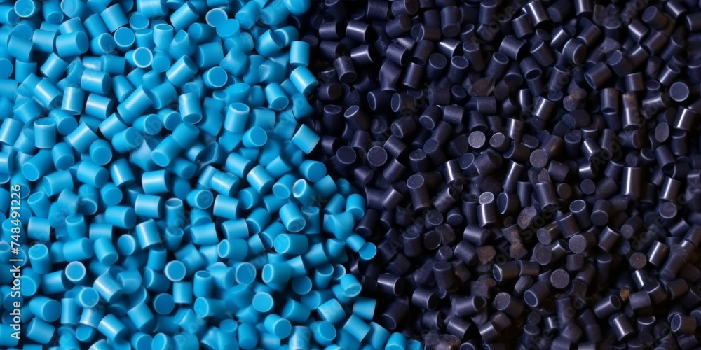 3d blue tiny plastic cylindrical grains , blue plastic polymer pellets ...