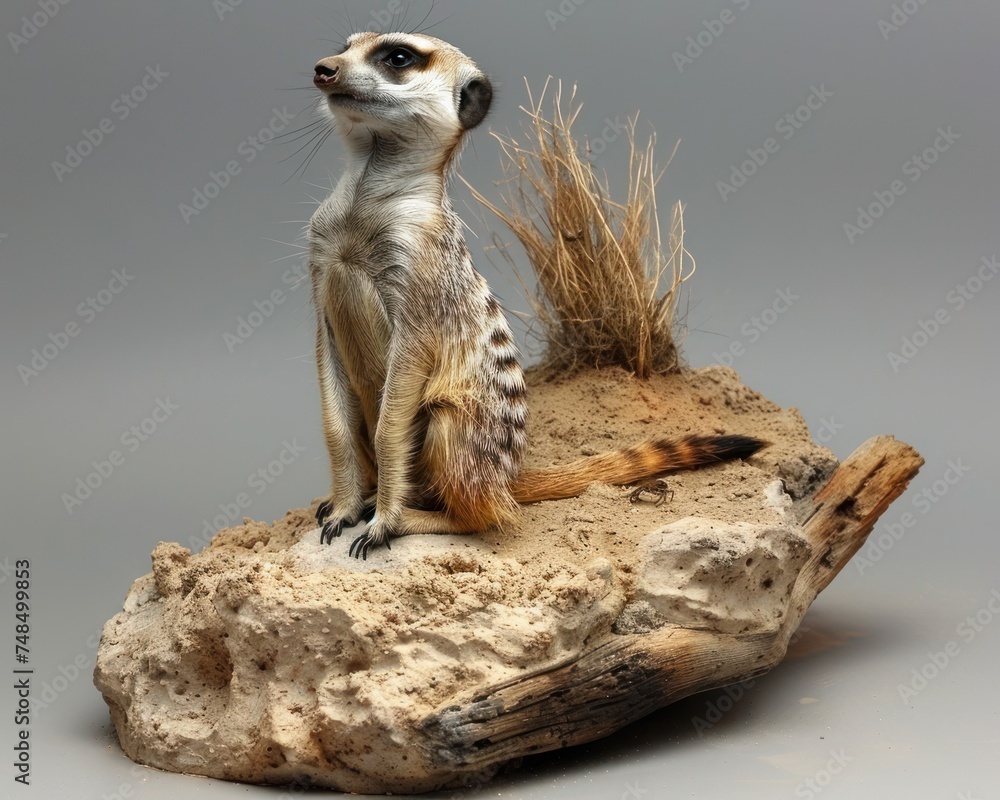 Meerkat in Wilderness. Portrait of Nature Watchful Guardian. With their ...