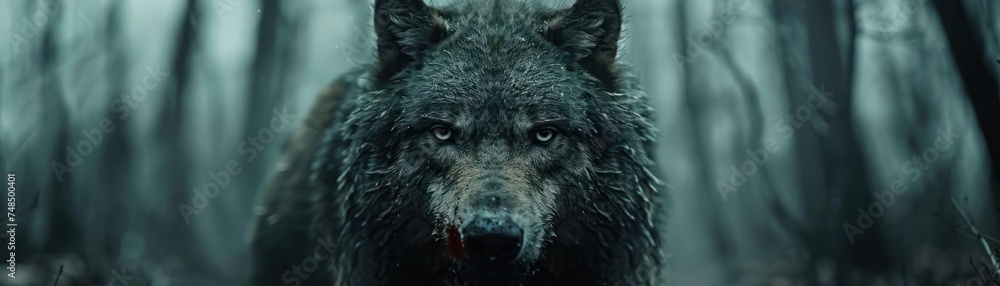 Werewolf Transformation in a Dense Forest. An Illustration of Fear and ...