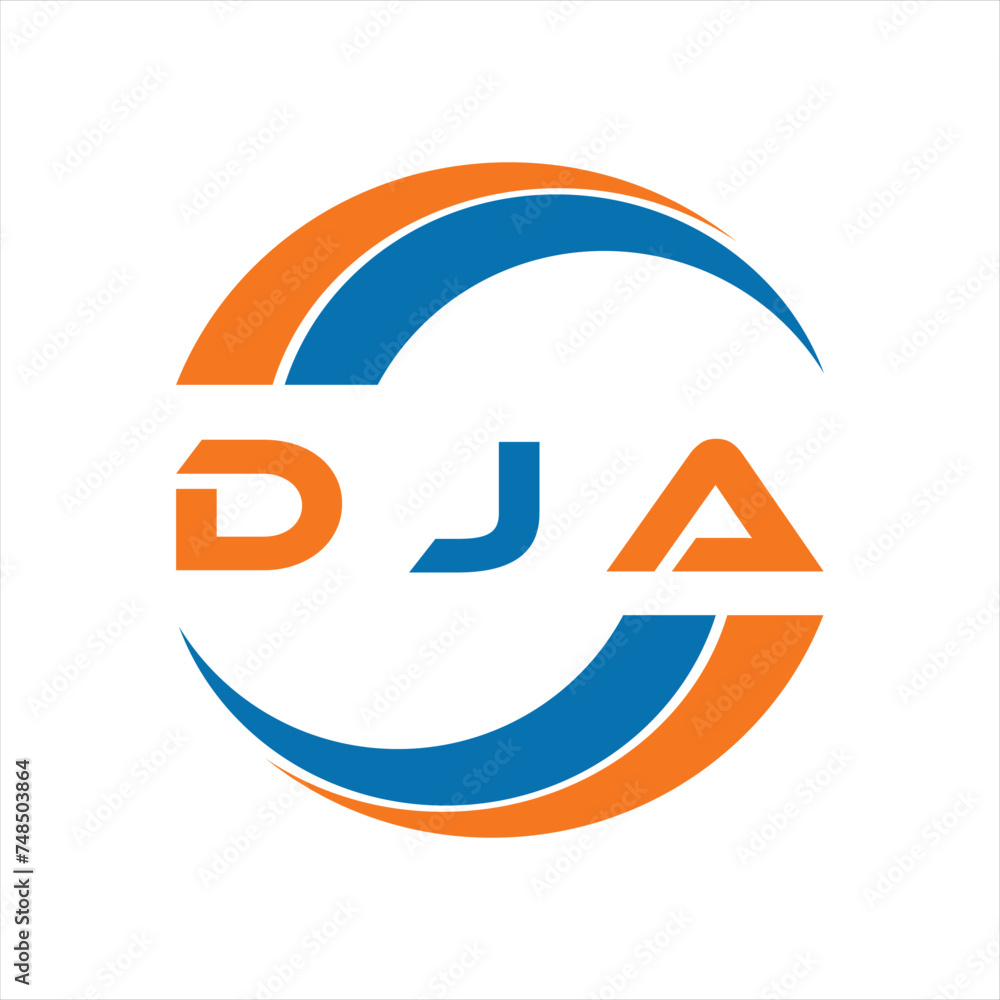 DJA letter design. DJA letter technology logo design on white ...