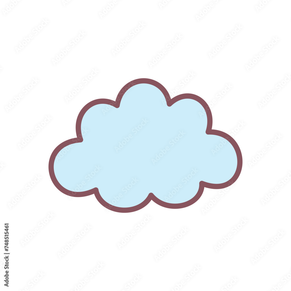Cute cloud icon. Hand drawn weather outline sign isolated on a white ...