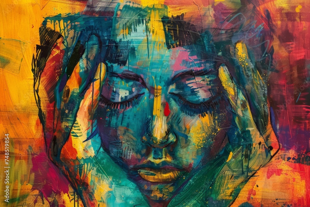 abstract wallpaper version of depression and anxiety in vibrant colors ...