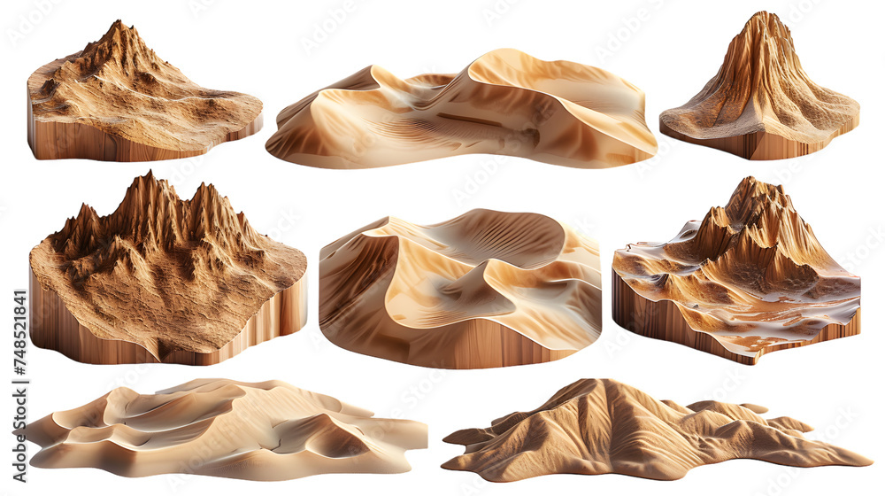 Sandy Dunes Terrain Set: Various Shapes and Sizes of Sand Hills, Ideal ...