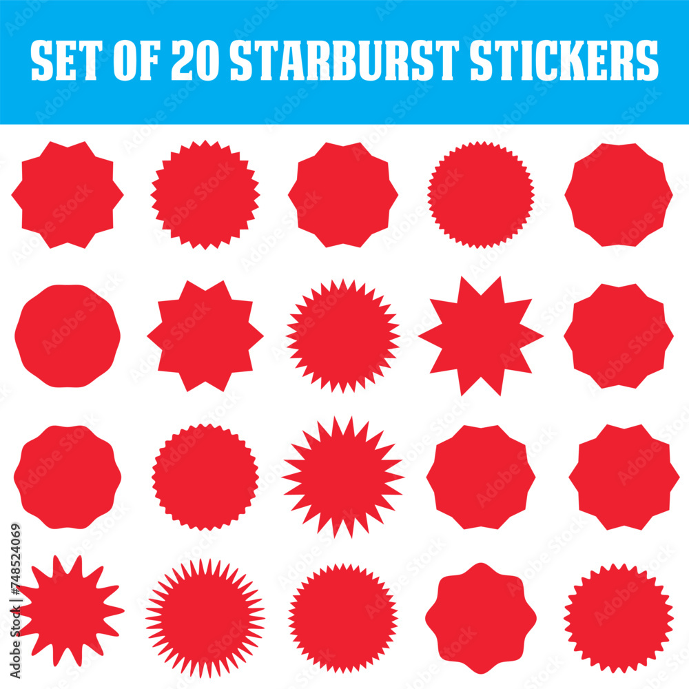 Starburst red sticker set collection of special offer sale round and ...