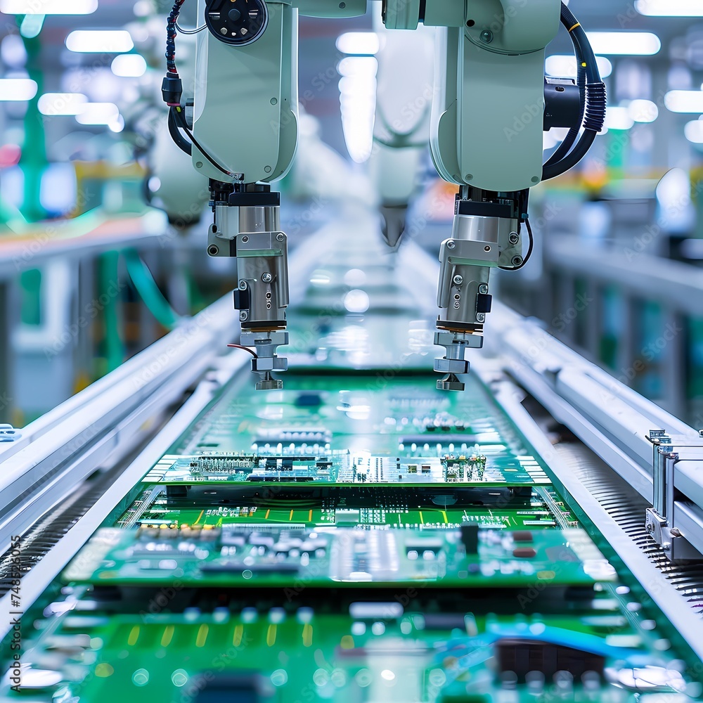 Robotic arms with fine-tuned precision insert chips onto circuit boards ...