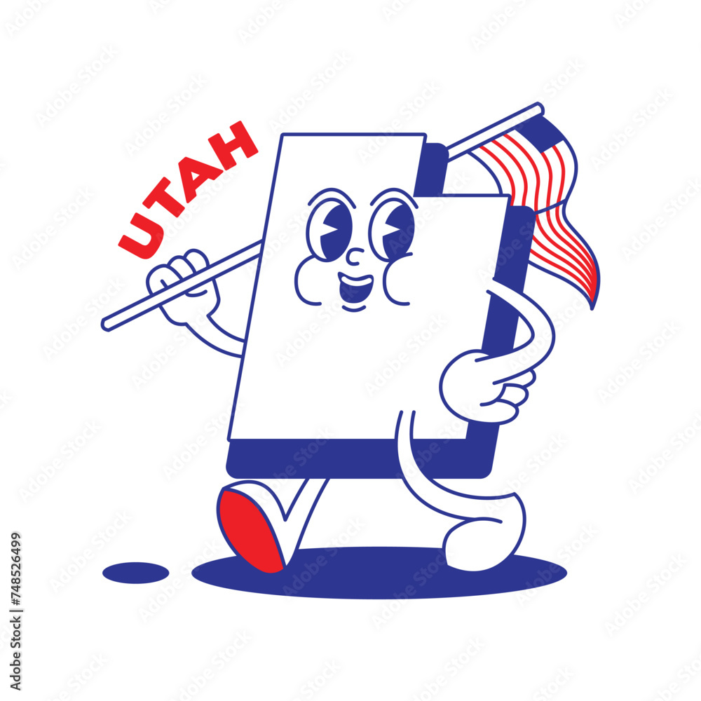 Utah State retro mascot with hand and foot clip art. USA Map Retro ...