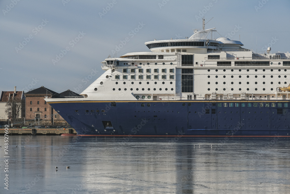 Color passenger freighter roll on roll off ro-ro pax cruise ferry ...