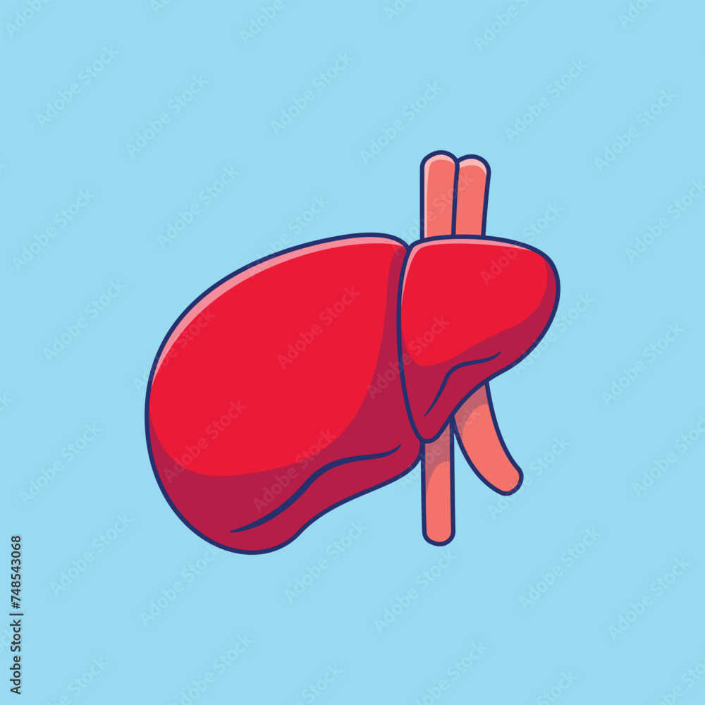 Liver Cartoon Vector Icons Illustration. Human Organ Internal. Flat ...