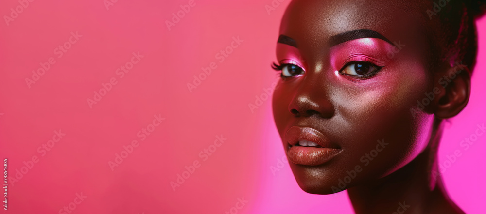 Africa model fashion, beautiful female with makeup style touch face ...