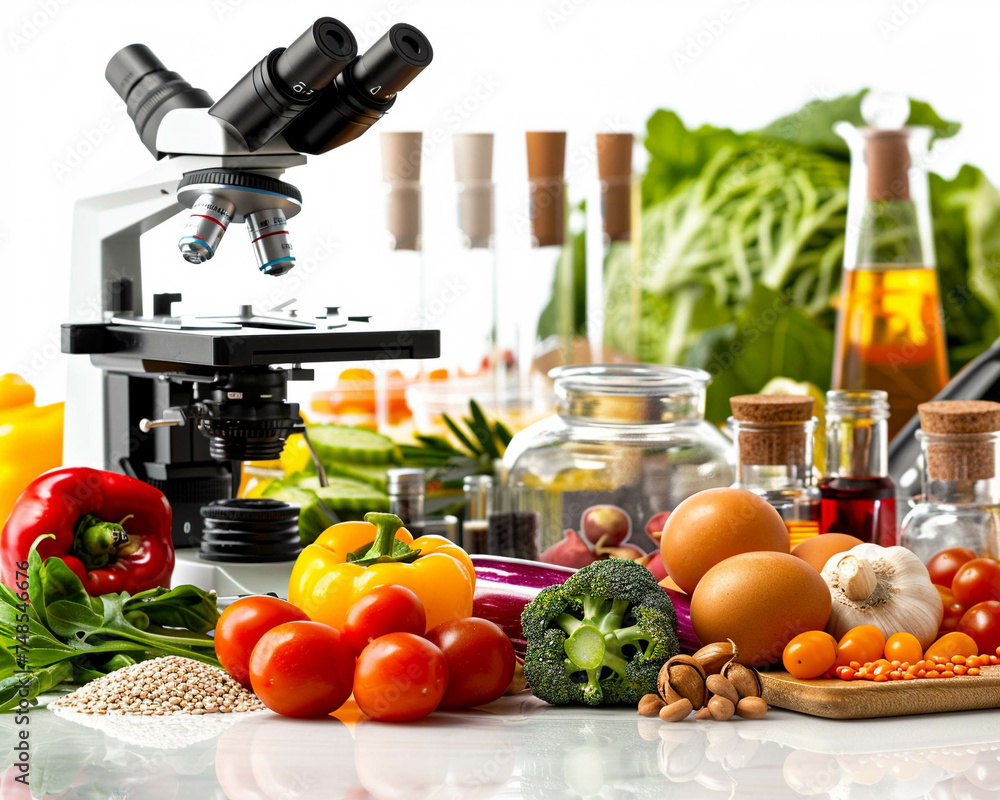 Nutritional analysis in a food science lab microscopes and nutrient ...