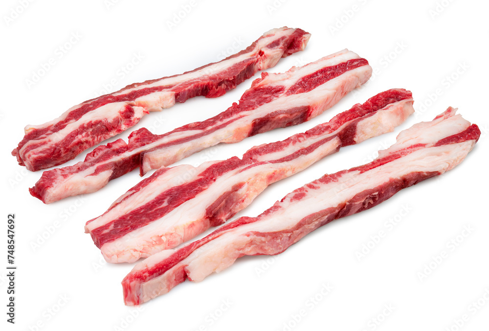 Short Plate Sliced, Short Ribs beef on white background, Beef Short ...