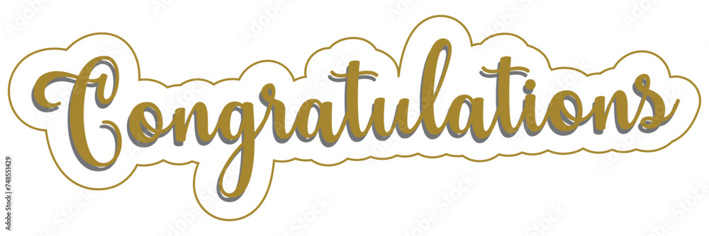 Congratulations. Beautiful greeting card poster, calligraphy black text ...