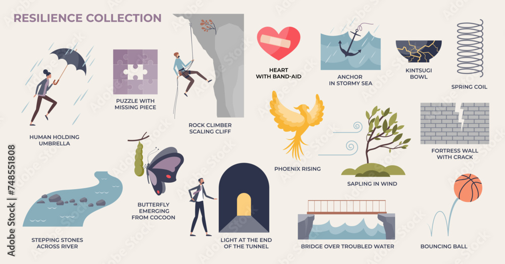 Resilience and business challenges with obstacles tiny person ...