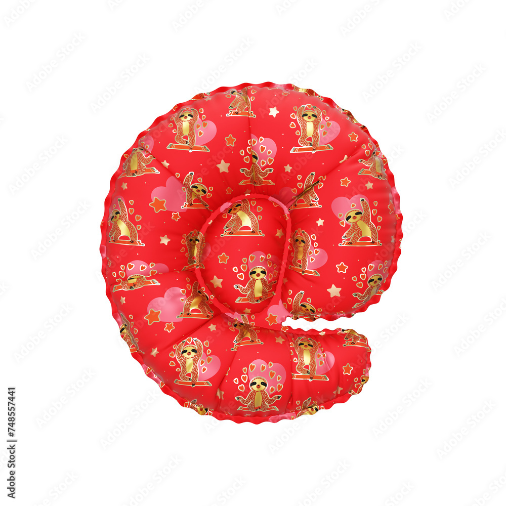 3D inflated balloon Internet Symbol/sign with red yoga sloth love ...