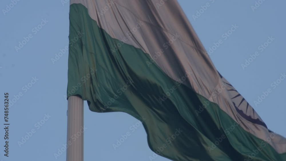 India flag flying high at Connaught Place with pride in blue sky, India ...