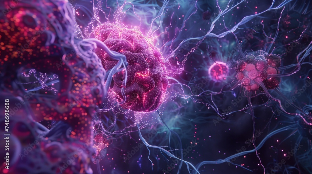 Abstract Digital Brain Network Takes Shape Before Your Eyes Revealing