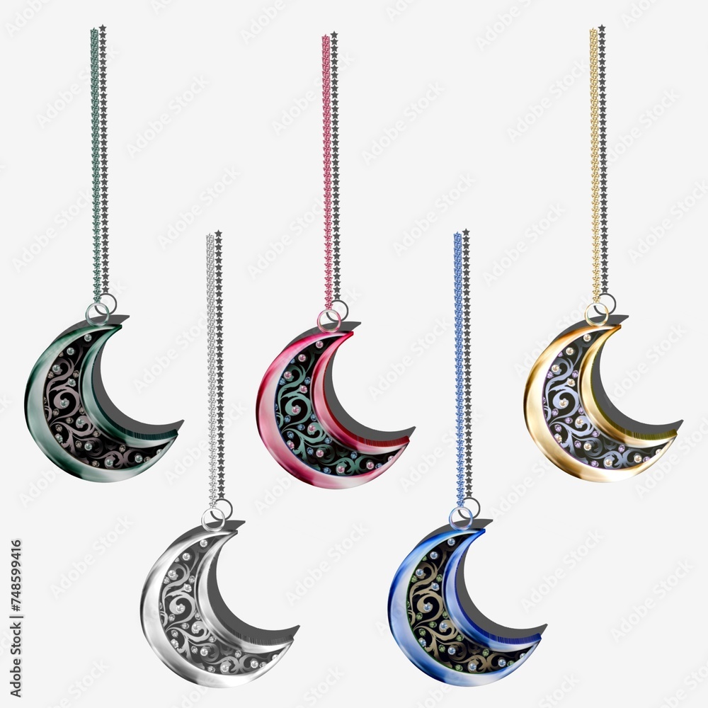 Multicolor moons : Calligraphy, cardboard cutting work, multiple shaded ...