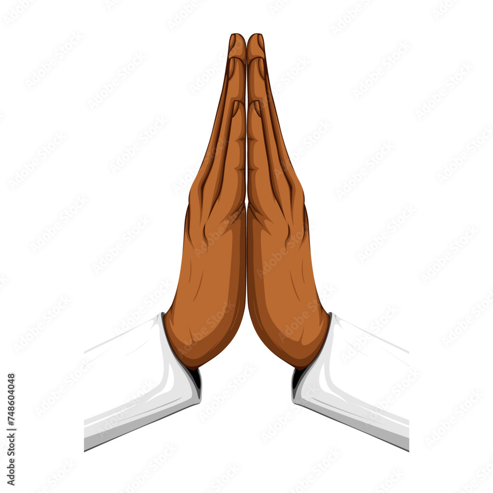 Detailed vector of apologetic hands symbol with dark skin isolated on ...