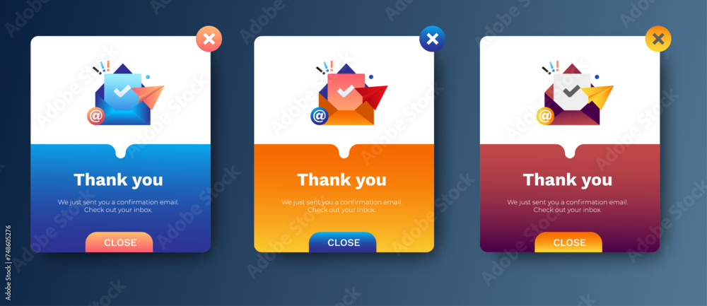 Email Confirmation pop up banner template. Professional web design ...