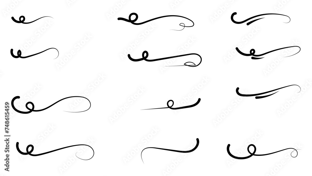 Swashes swoops and swishes calligraphy signs sets. Underlines hand ...