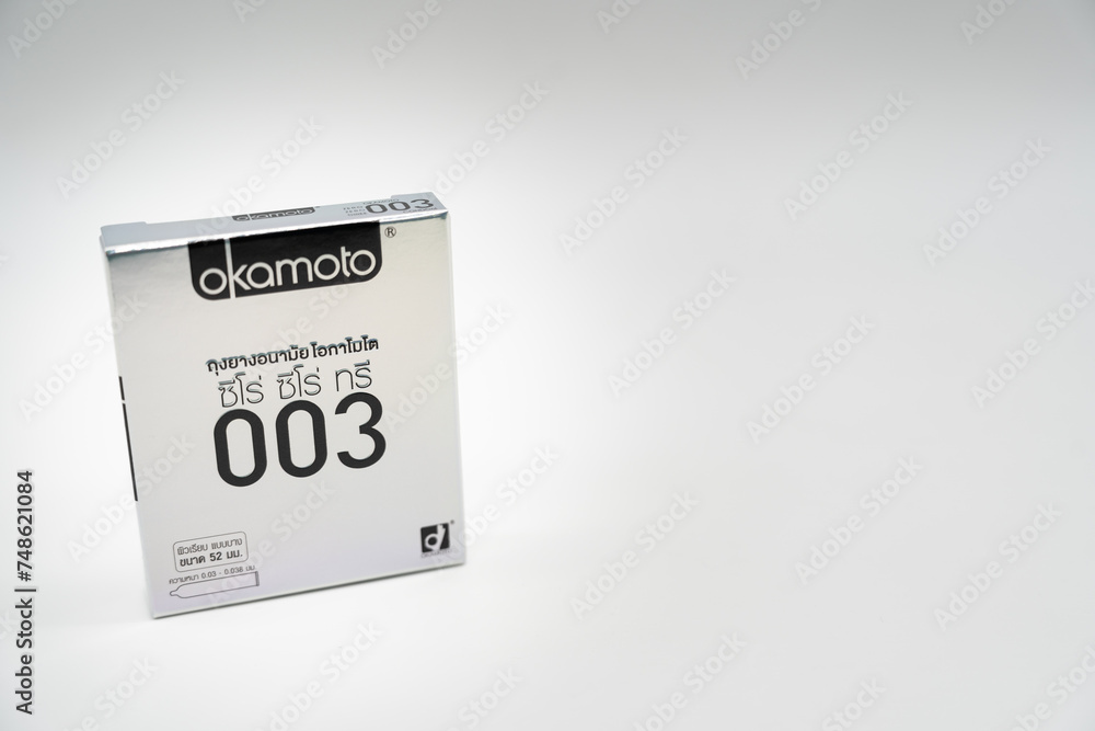 Okamoto 003 condom Box with Thai language. Stock Illustration | Adobe Stock