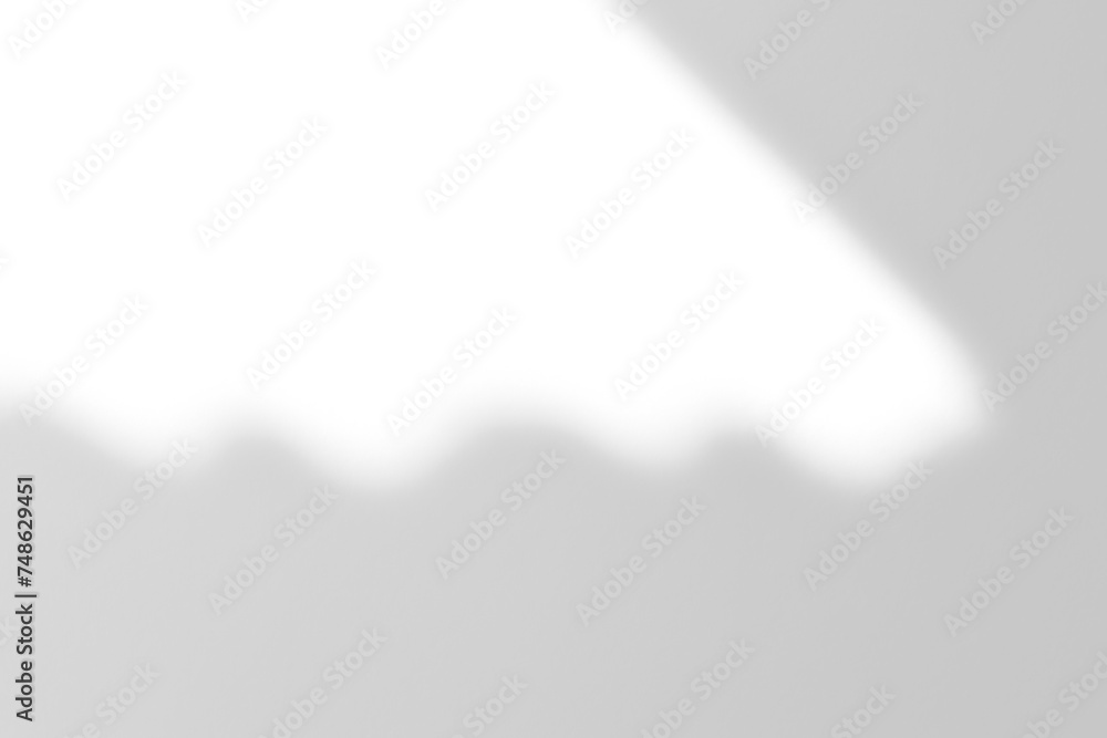 White wall with shadow of roof overlay. Sunlight effect shadow on the ...